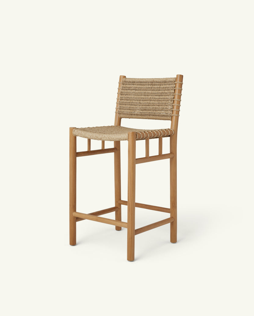 Ema Stool - Performance counter stool with teak frame and synthetic ...