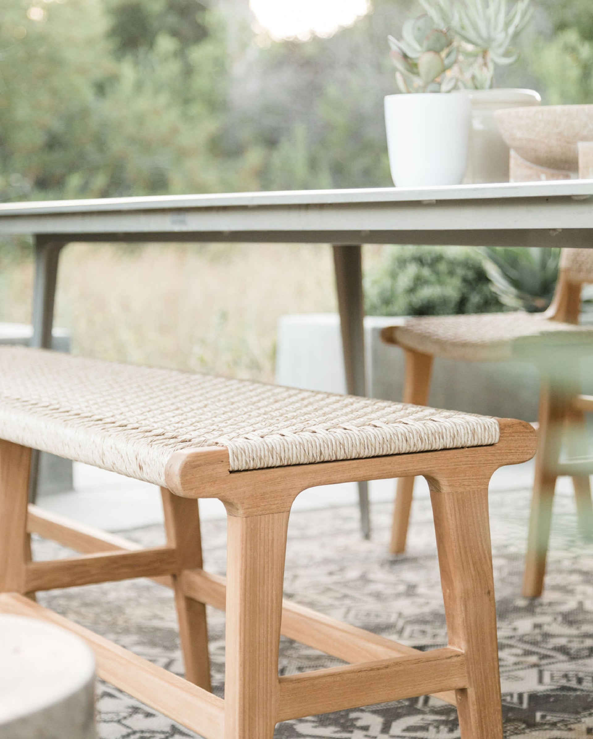 Bench #2 - Bench in Teak and Synthetic Rattan – Hati Home