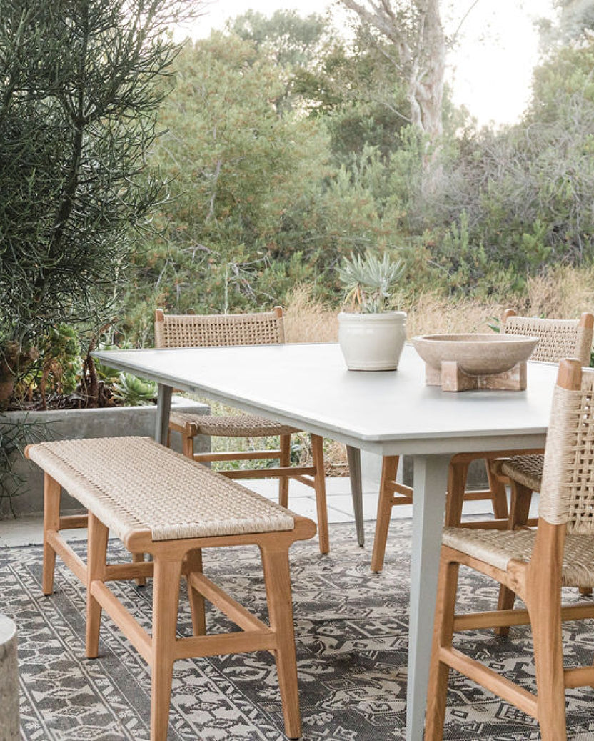 Bench #2 - Bench in Teak and Synthetic Rattan – Hati Home