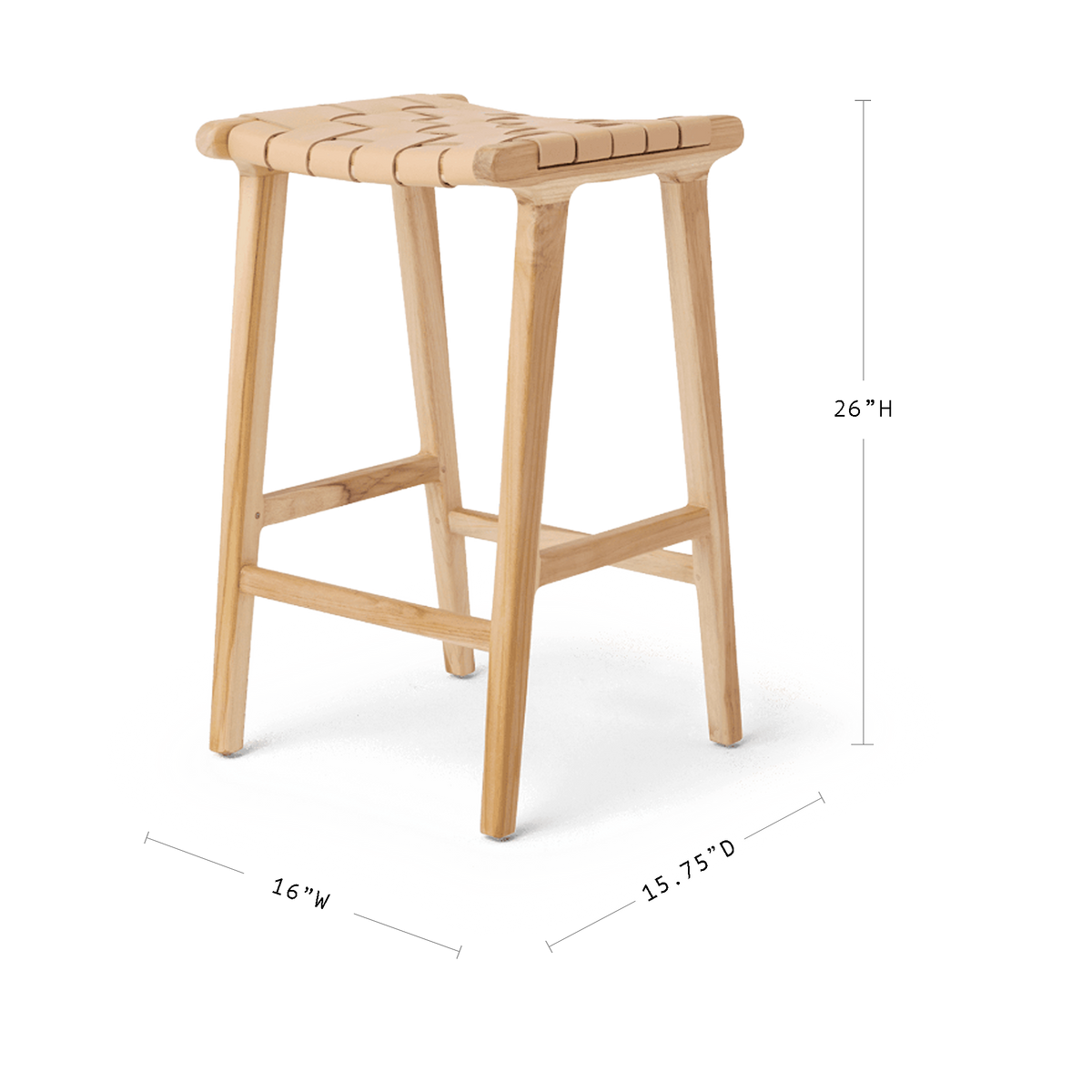 Stool #3 - Counter Stool in Oak with Woven Neutral Leather – Hati Home