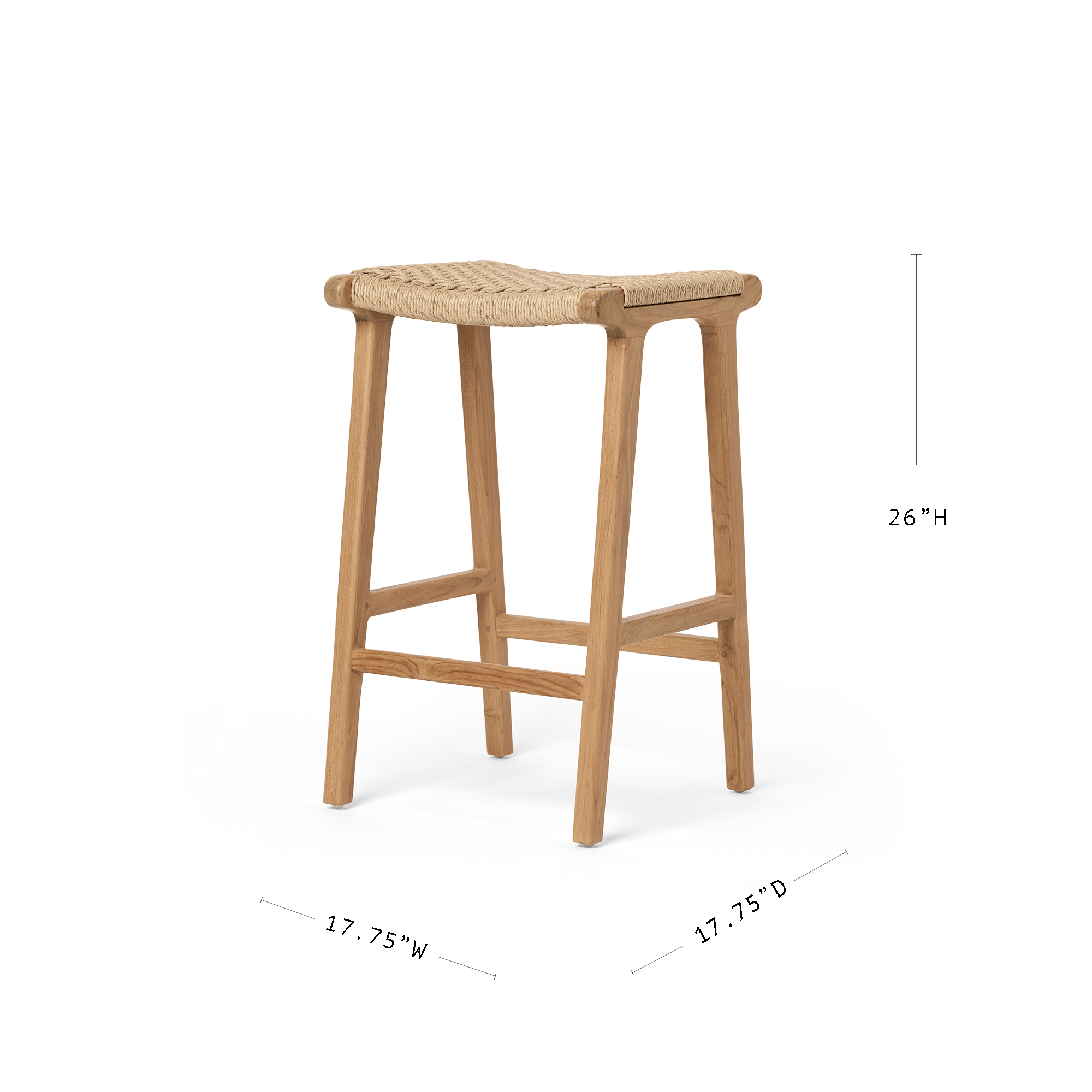 Stool #3 - Counter Stool in Teak with Woven Neutral Leather – Hati Home